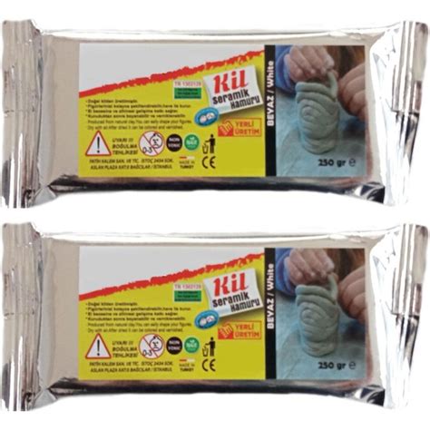 Kil Hamuru 500 Gram Beyaz Renk Kil Seramik Hamuru 2X250 gr Fiyatı