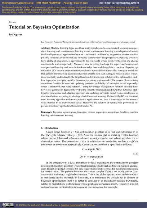 pdf tutorial on bayesian optimization