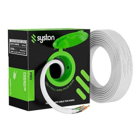 Syston Cable Technology 250 Ft 22 6 White Plenum Rated CMP Shielded
