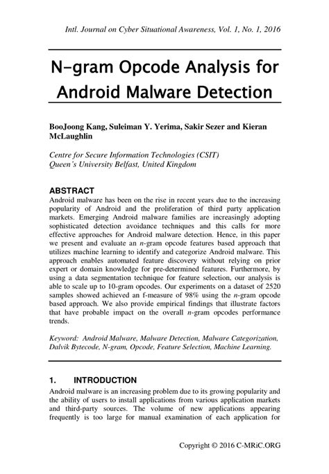 pdf n gram opcode analysis for android malware detection