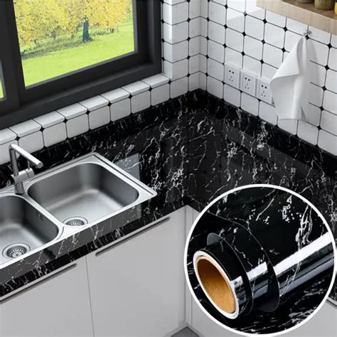 Papel Tapiz Con Adhesivo Tipo M Rmol Negro Vinil X M Meses Sin Inter S