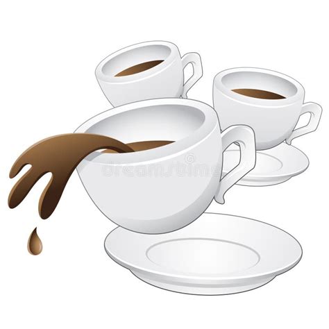 Vit Kopp Kaffesymbol Tecknad Filmstil Vektor Illustrationer