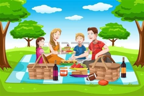 Une Illustration D Une Famille Heureuse Avec Un Pique Nique Dans Le
