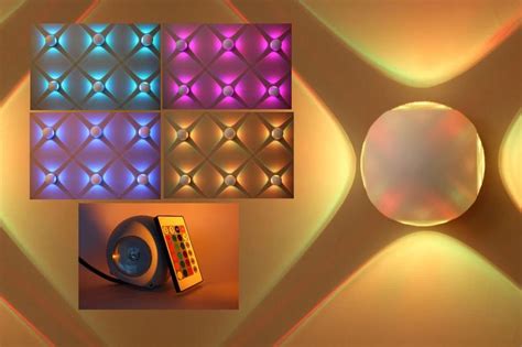 Arandela Rgb 4 Fachos De Luz Area Externa Controle Remoto 3w