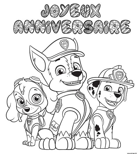 Coloriage Joyeux Anniversaire Pat Patrouille Jecolorie