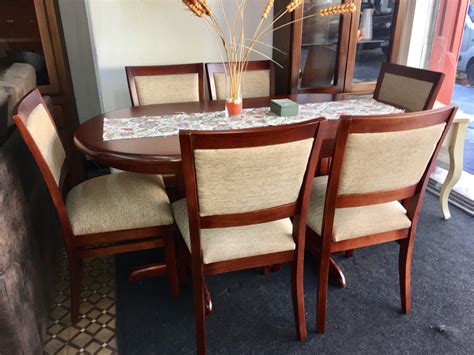 Juego De Comedor Madera Maciza Sillas Mesa Oval En