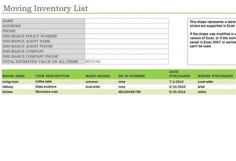 Inventory List Template Excel Sample Excel Templates