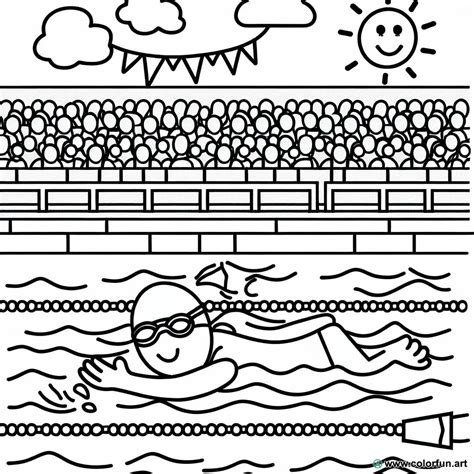 Coloriage de natation en compétition à Télécharger ou à Imprimer