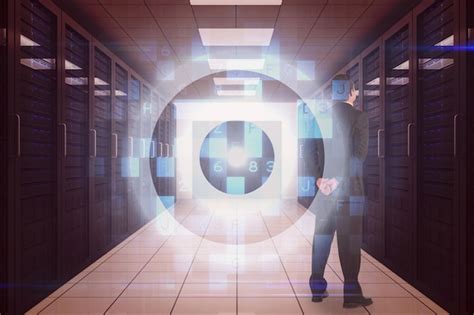Premium Photo Businessman Standing And Looking Against Server Room