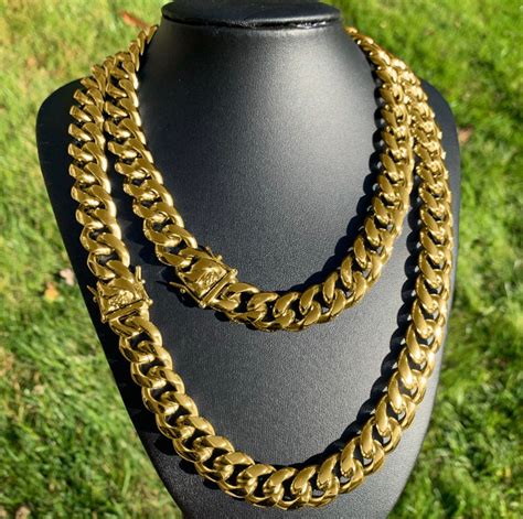 Cadena Cubana De Oro De Mm Collar De Gargantilla De Etsy