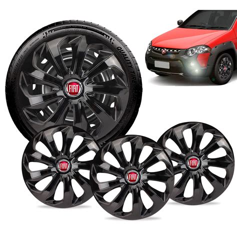 Jogo Calota Velox Aro 14 Preta Fiat Strada Palio Argo Mobi Shopee Brasil