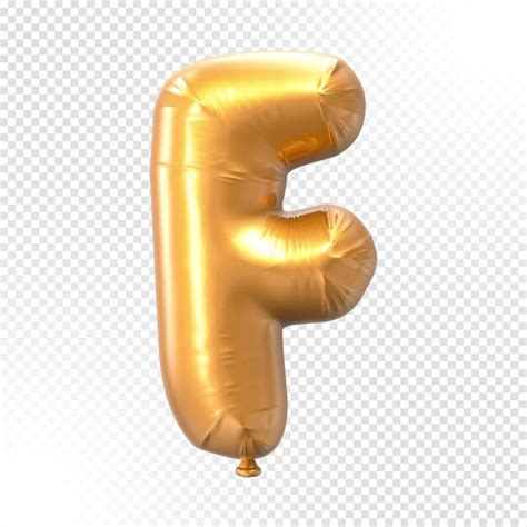 Premium PSD F Balloon Font Gold 3d Rendering