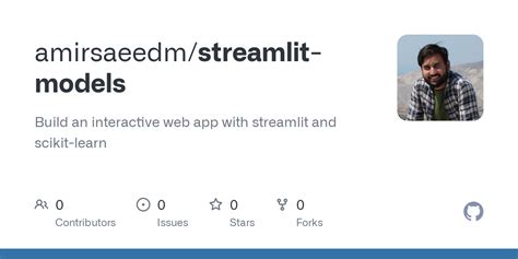 github amirsaeedm streamlit models build an interactive web app with streamlit and scikit learn