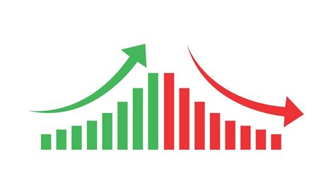 Graph Going Up And Down Sign With Green And Red Arrows Vector Flat