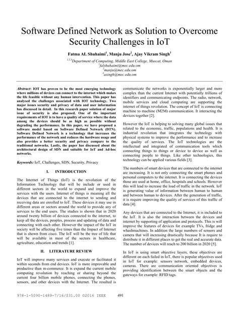 pdf software defined network as solution to overcome security challenges in iot
