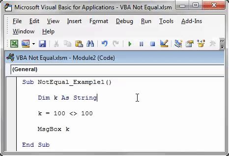 Vba Not Equal Operator Examples Of Vba Not Equal To