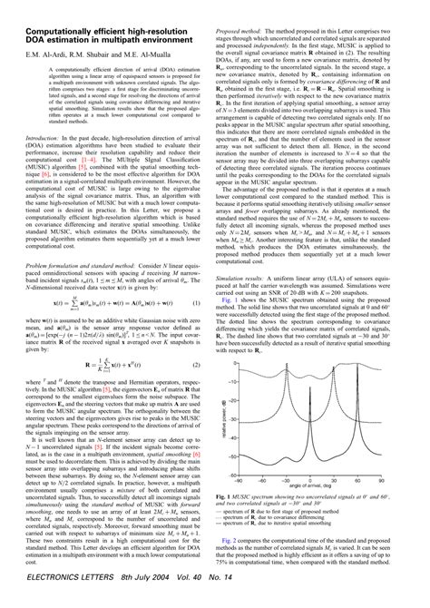 pdf computationally efficient high resolution doa estimation in multipath environment
