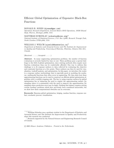 pdf efficient global optimization of expensive black box functions