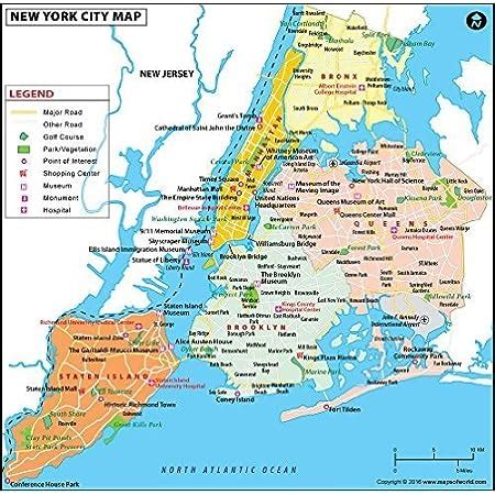 Amazon New York City Map Laminated 36 W X 35 57 H Office