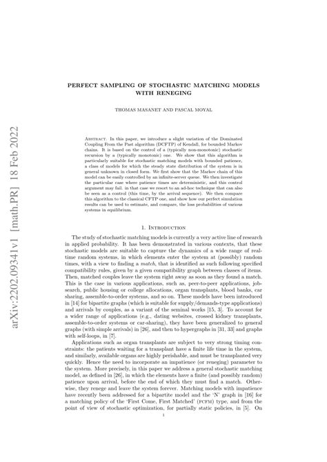 pdf perfect sampling of stochastic matching models with reneging