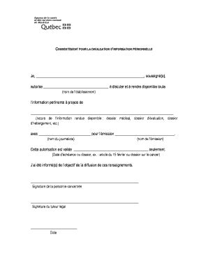 Remplissable En Ligne Pro Santemontreal Qc CONSENTEMENT POUR LA