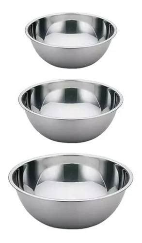 Conjunto Tigelas Bowl Saladeira 3 Pçs 3 Tamanhos Aço Inox