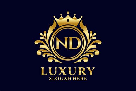 Initial ND Letter Royal Luxury Logo Template In Vector Art For