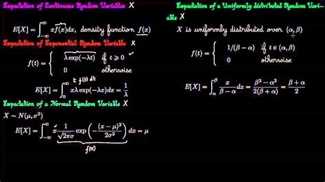 prob 5 4 expectation of a continuous random variables exponential normal and uniformly
