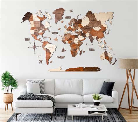 Mechanische 3D Bausätze aus holz 3D Weltkarte aus Holz Multicolor