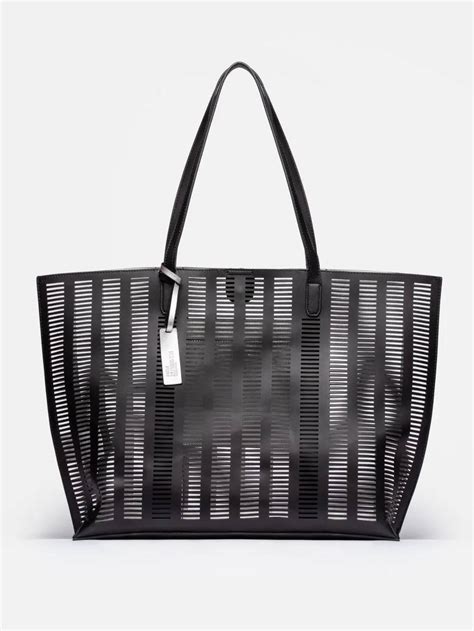 Shopper Knit Efecto Cuero Negro Prüne