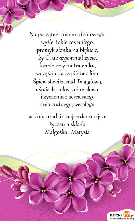 W Dniu Urodzin Najserdeczniejsze Darmowe Kartki