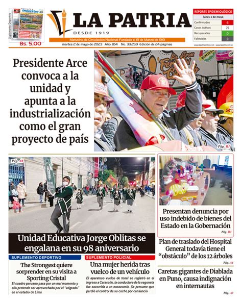 Edición La Patria Martes 2 de Mayo de 2023 Periódico La Patria