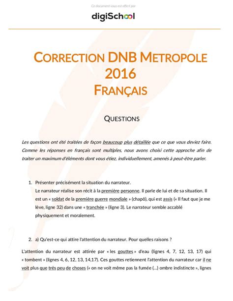 Hein Brevet Francais 2016 Corrigé