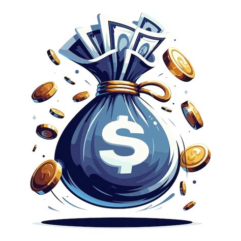 Bolsa de dinero con ilustración vectorial de dinero aislada en fondo
