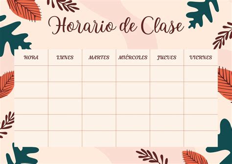 Plantillas Para Crear Tu Horario De Clases Gratis Canva