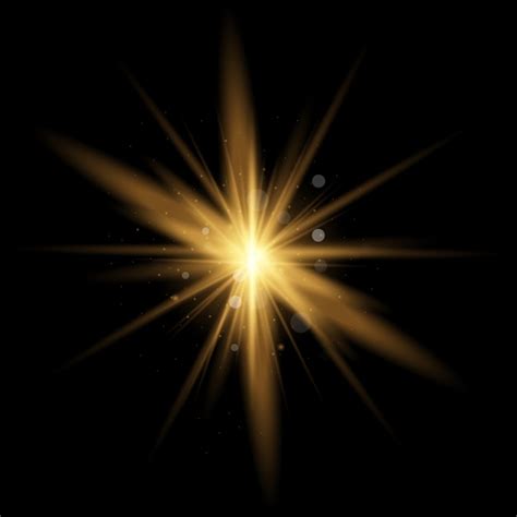 La estrella estalló con destellos Conjunto de luz amarilla brillante
