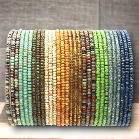 Rustic Picasso Style Single Stackable Stretch Dainty Seed Bead