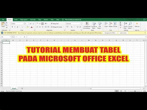 Tutorial Membuat Tabel Pada Ms Excel Youtube