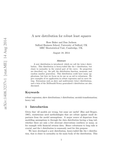 pdf a new distribution for robust least squares