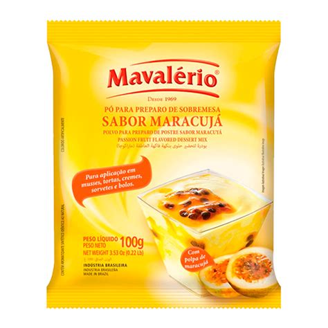 Confeitaria Pó Para Preparo De Sobremesas Maracujá 100g Mavalério Pó
