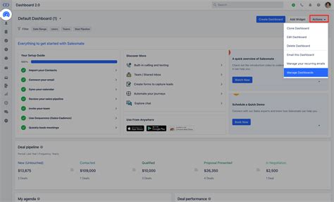 Manage Dashboards Salesmate