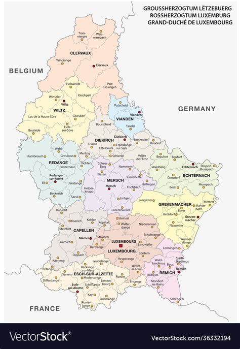 Administrative And Political Map Luxembourg Vector Image