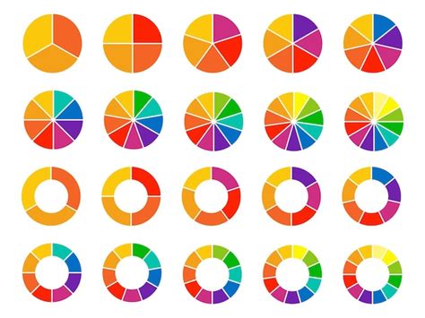 Premium Vector Pie Charts Diagrams Set Of Different Color Circles