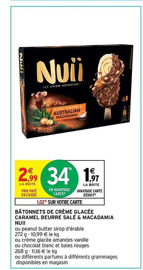Promo Bâtonnets De Crème Glacée Caramel Beurre Salé Macadamia Nuii