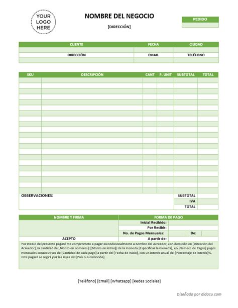 Formato De Nota De Venta Con Pagar En Word Y Excel Didocu