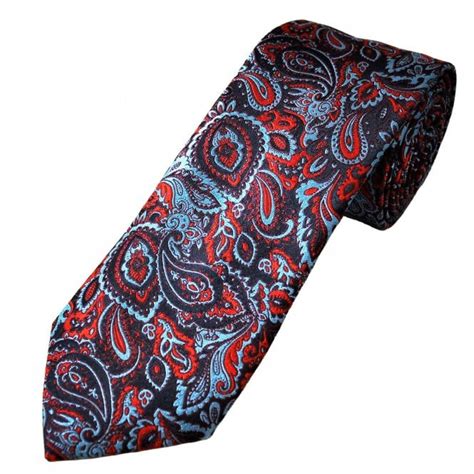 Tresanti Reale Navy Red Light Blue Paisley Patterned Men S Silk Tie