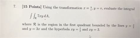 solved 7 15 points using the transformation x y v
