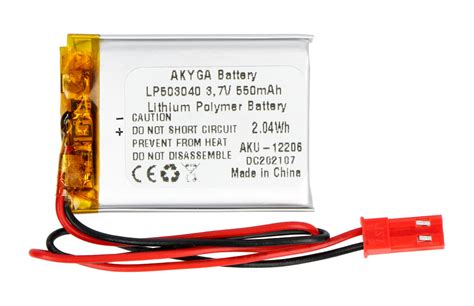 Akumulator Li Pol Akyga 550mAh 1S 3 7V złącze Sklep Botland