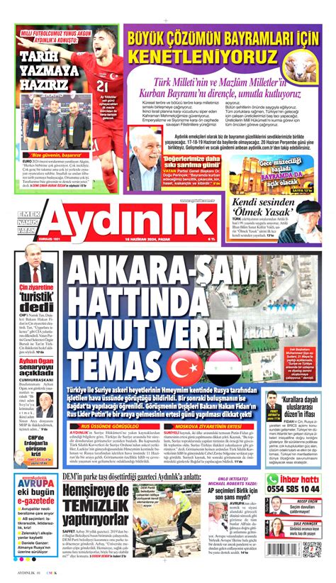 Aydınlık Gazetesi Aydınlık Manşet Oku Haberler 16 Haziran 2024