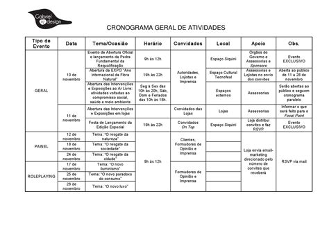 7 Cronograma Geral De Atividades By Meg Souza Issuu